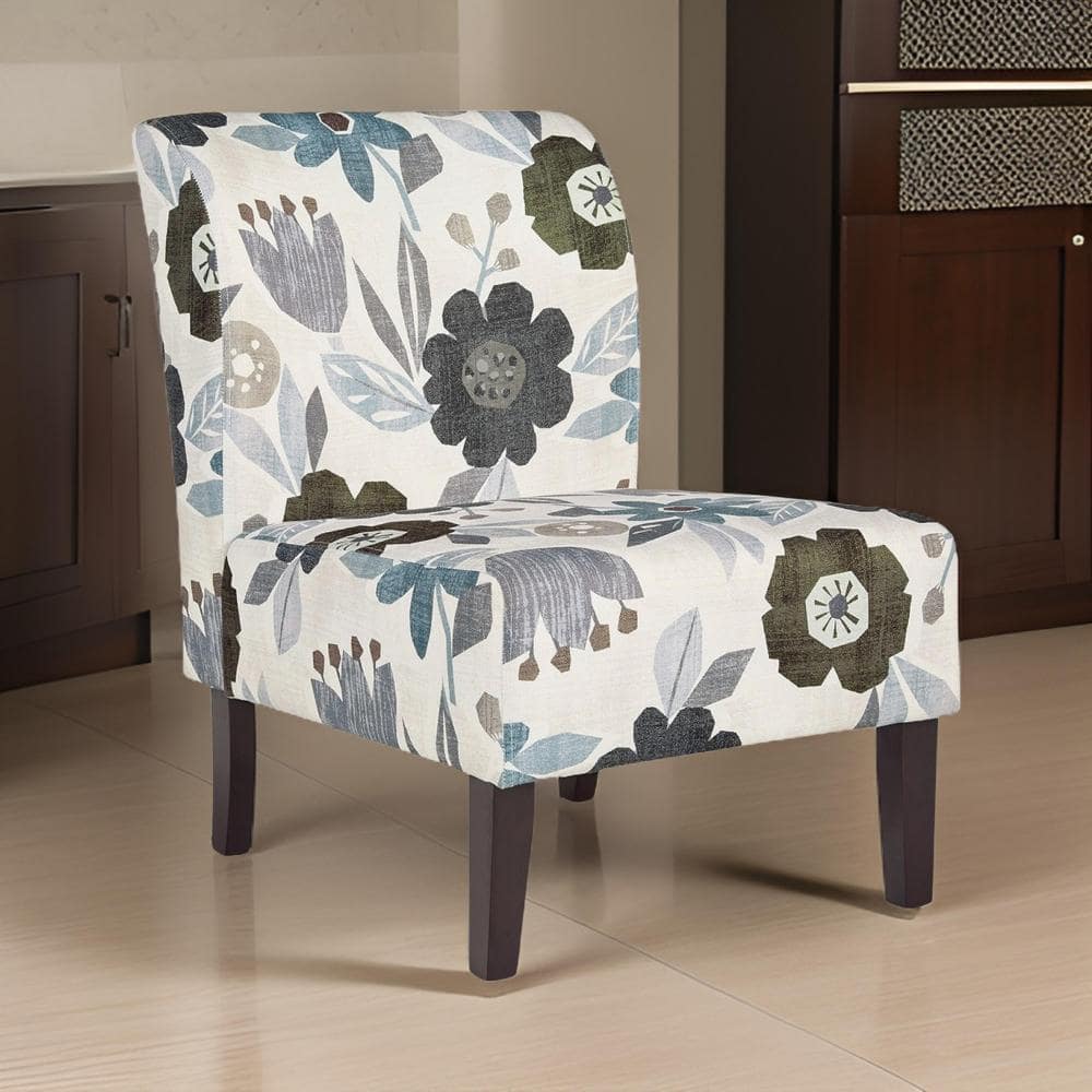 Benjara Rima Multicolour Polyester Side Chair with Floral Pattern ...