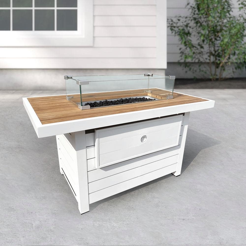 HiGreen Outdoor Denver 47 in. x 25 in. Rectangular Aluminum Teak ...