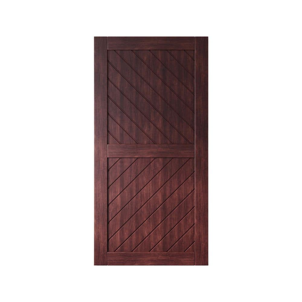 HOMACER XT4 32 in. x 80 in. C-Panel Solid Core Red Mahogany Slanted Stripe Design Pine Wood ...