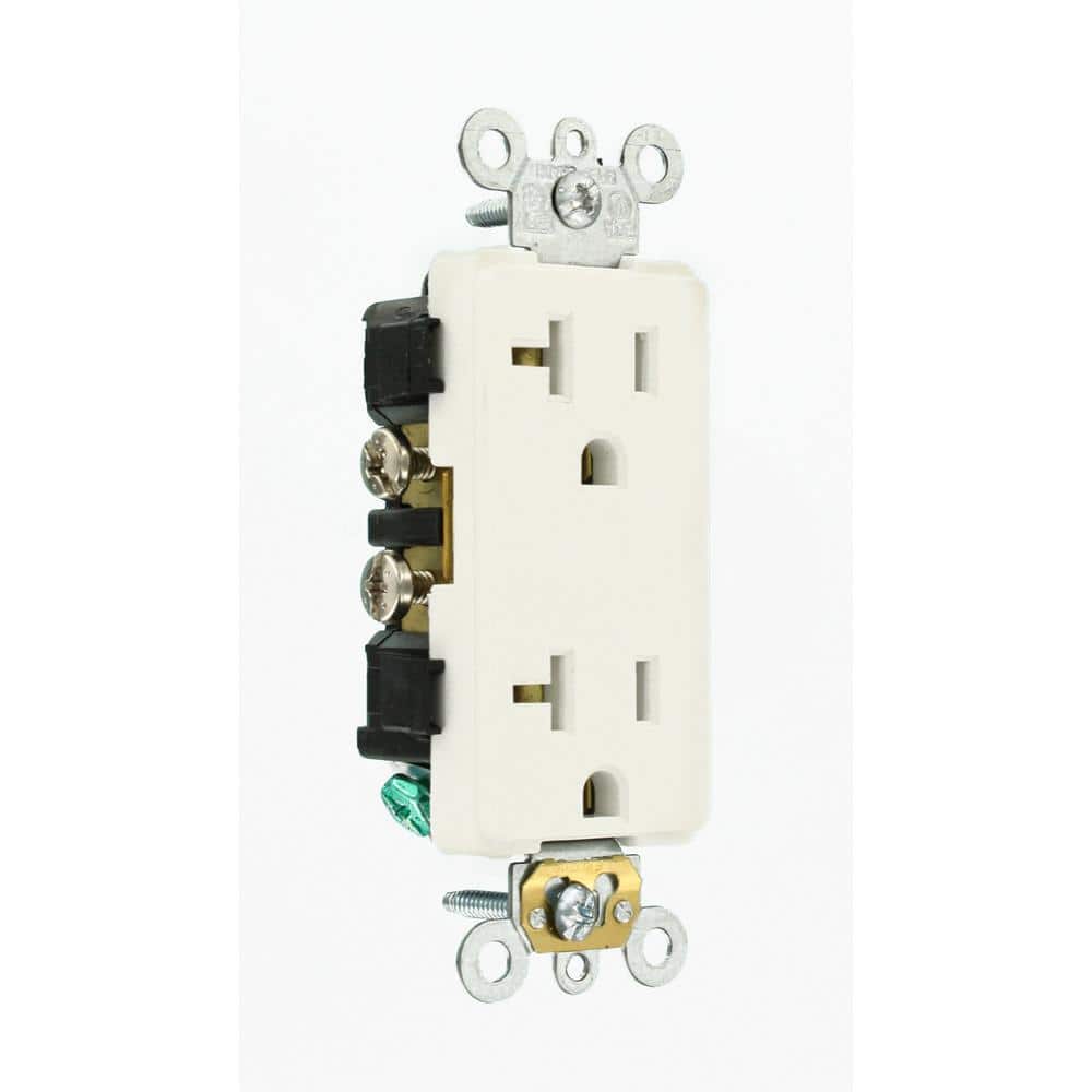 Leviton Decora Plus 20 Amp 125 V Industrial Grade Duplex Outlet ...