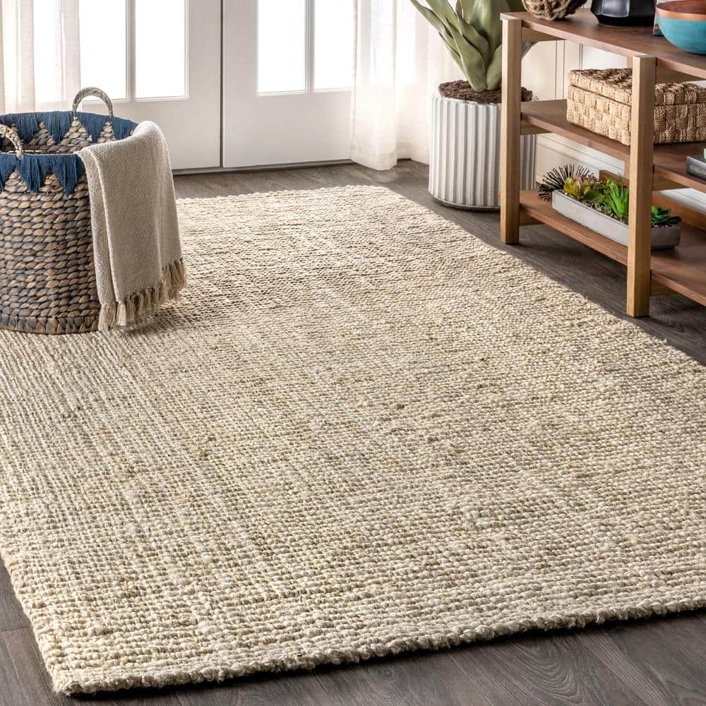 JONATHAN Y Light Ivory 6 ft. x 9 ft. Pata Hand Woven Chunky Jute Area ...