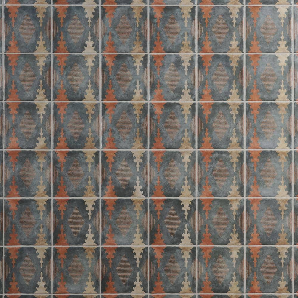 Ivy Hill Tile Paula Purroy Catalan Aztec Blue 5.11 in. x 5.11 in. Matte ...