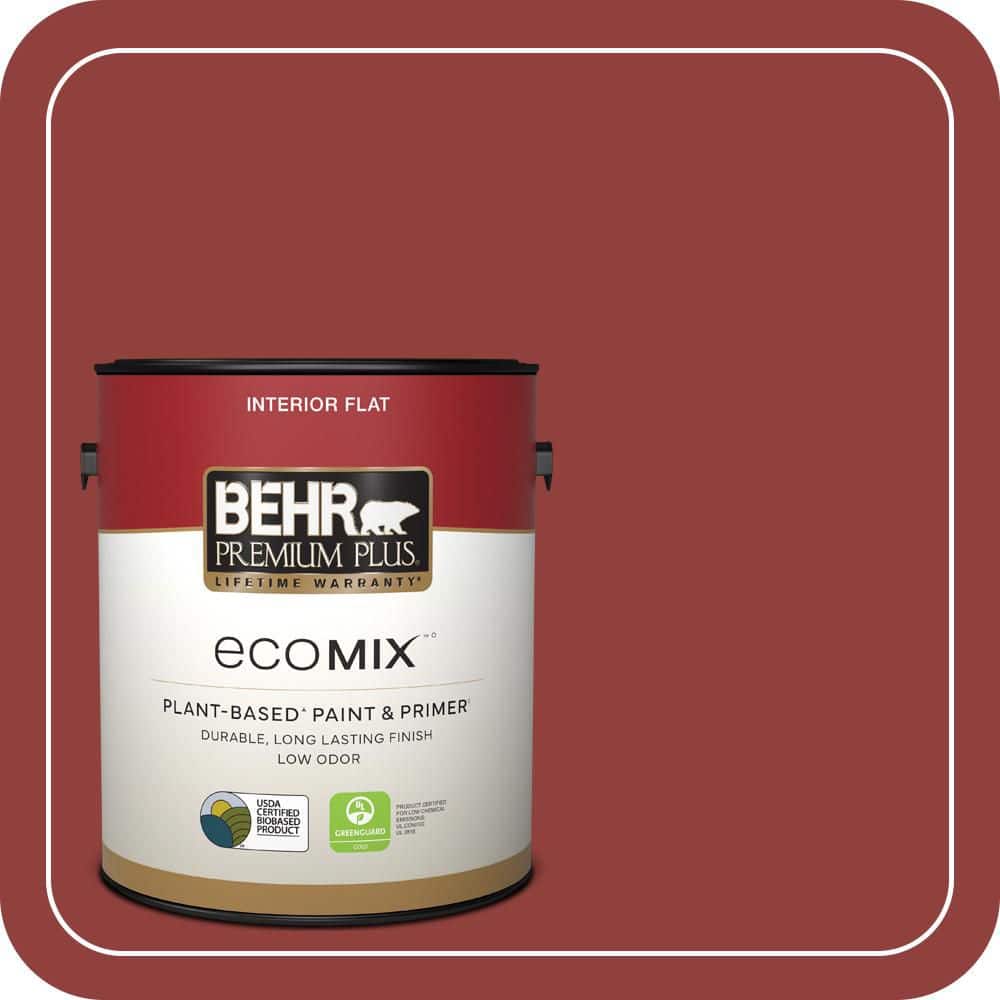 BEHR PREMIUM PLUS 1 gal. #S-H-180 Awning Red Flat EcoMix Plant-Based ...