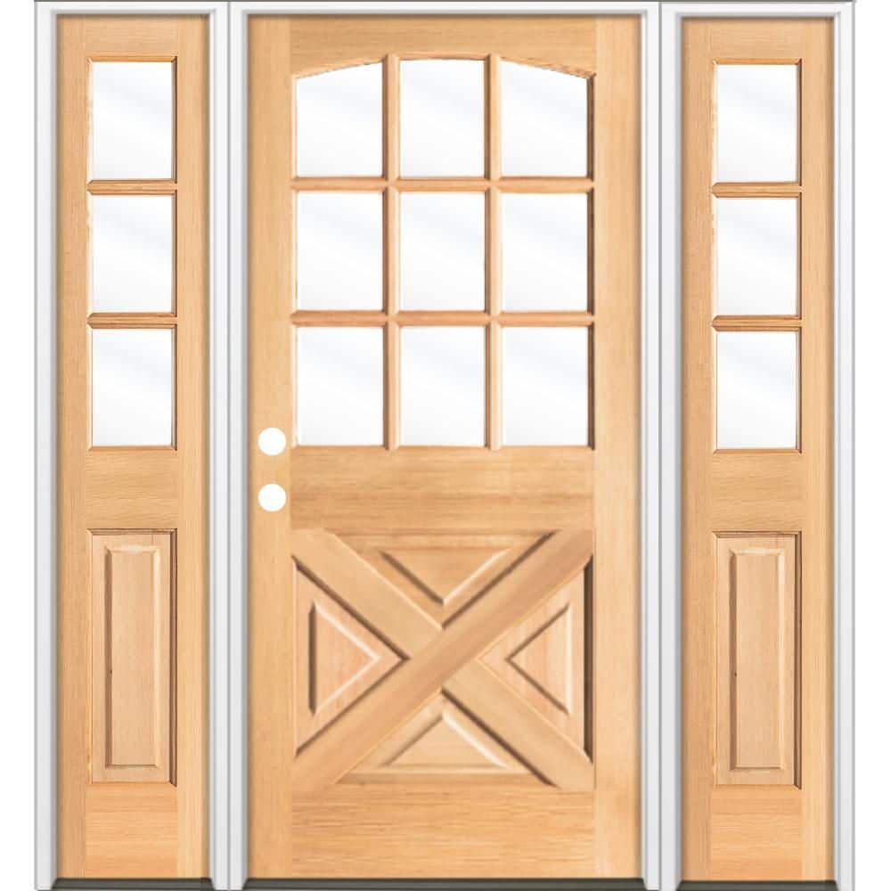 Krosswood Doors 64 in. x 80 in. Farmhouse X Panel RH 1/2 Lite Clear ...