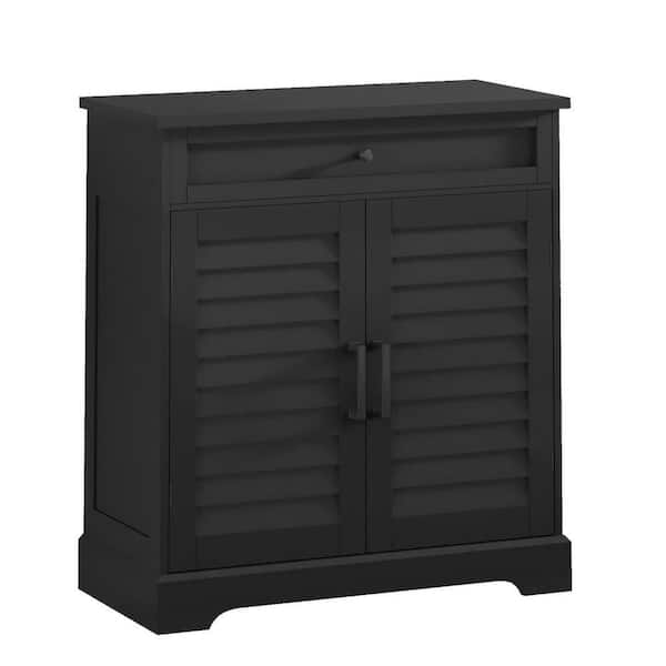 Black 33.5 in. H Accent Storage Cabinet, 16 Pair Shoe Cabinet ...