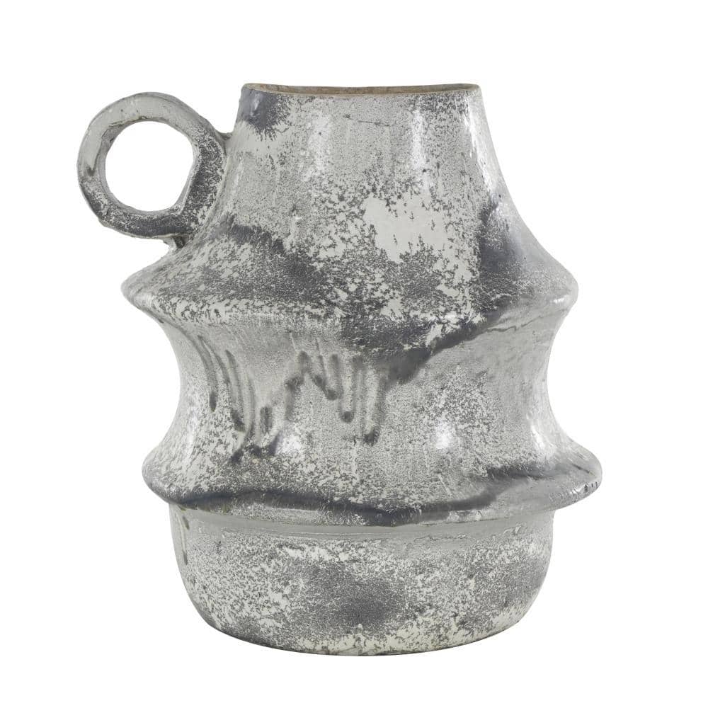 Litton Lane Light Gray Distressed Fluted Paper Mache Decorative Vase ...