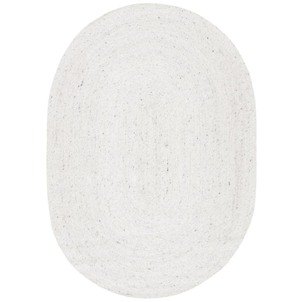 SAFAVIEH Braided Light Beige 8 ft. x 10 ft. Oval Speckled Solid Color ...