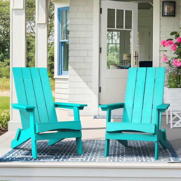 Lue Bona Aruba Blue Plastic Modern Folding Adirondack Outdoor Chair