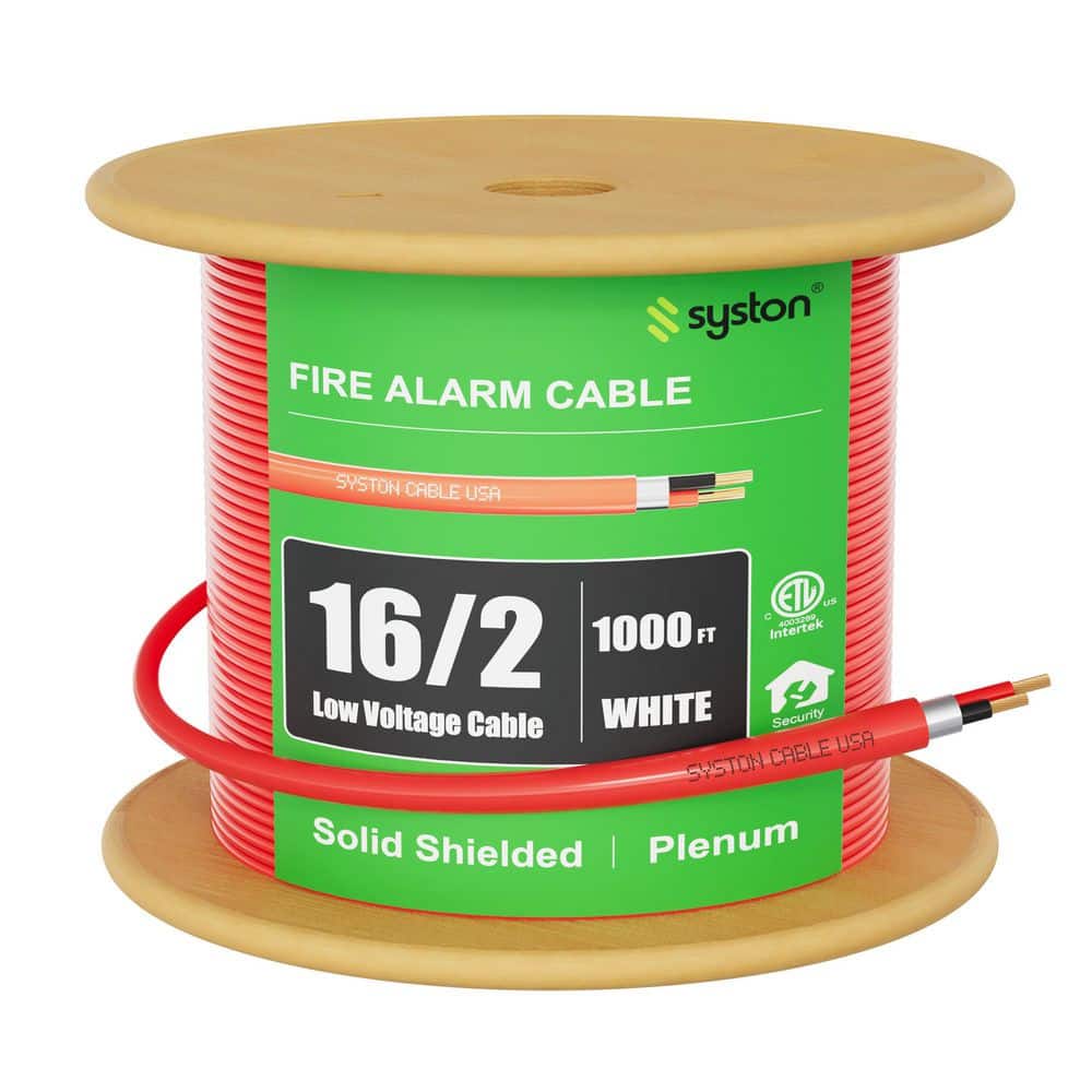 Syston Cable Technology 1000 ft. 16/2 Red FPLP/CL3P/FT6/CMP Shielded Solid CU Fire Alarm Wire ...