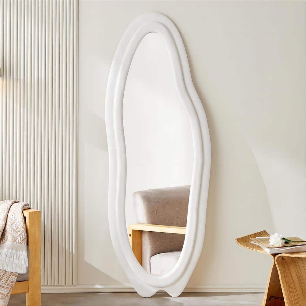 ORGANNICE 24 in. W x 63 in. H Irregular White Flannelette Wood Framed ...