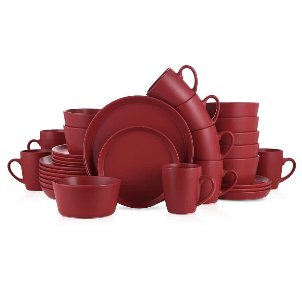 STONE LAIN Michelle 32-Piece Red Stoneware Dinnerware Set Service for 8 ...