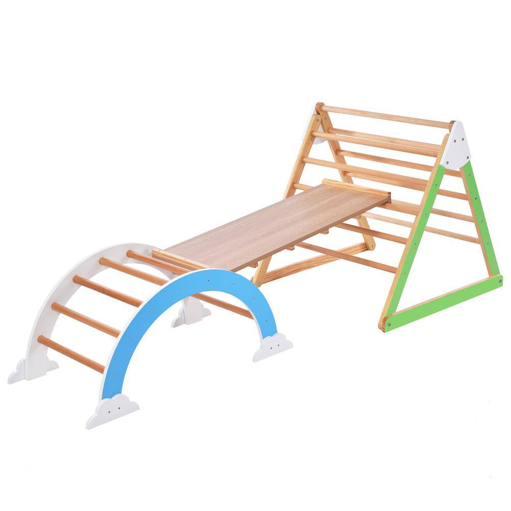 Wooden Indoor Climbing Triangle Toys, Arc Climber Jungle with Ramp and ...