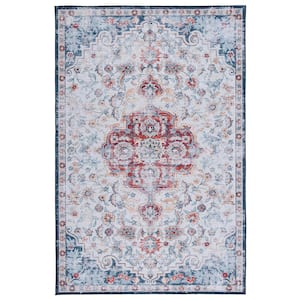 SAFAVIEH Tuscon Light Gray/Rust 5 ft. x 5 ft. Machine Washable Floral ...