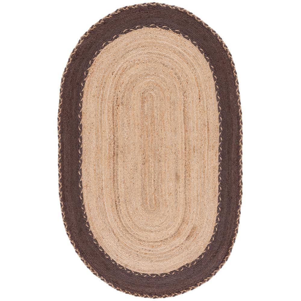 SAFAVIEH Natural Fiber Beige/Brown Doormat 3 ft. x 5 ft. Border Woven ...