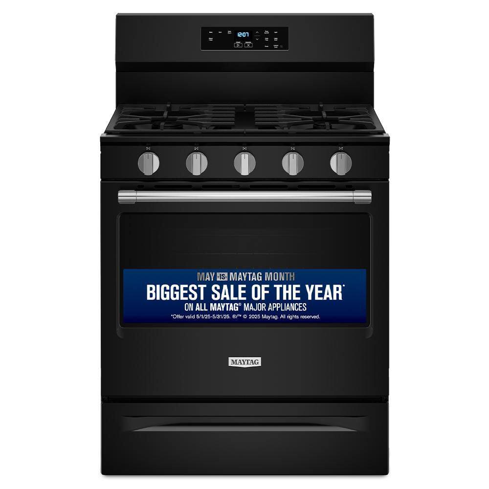 Maytag 30 in. 5-Burners Freestanding Gas Range in Black with Power ...