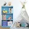Furinno 39.5 in. Light Blue Wood 3-shelf Standard Bookcase with Storage ...
