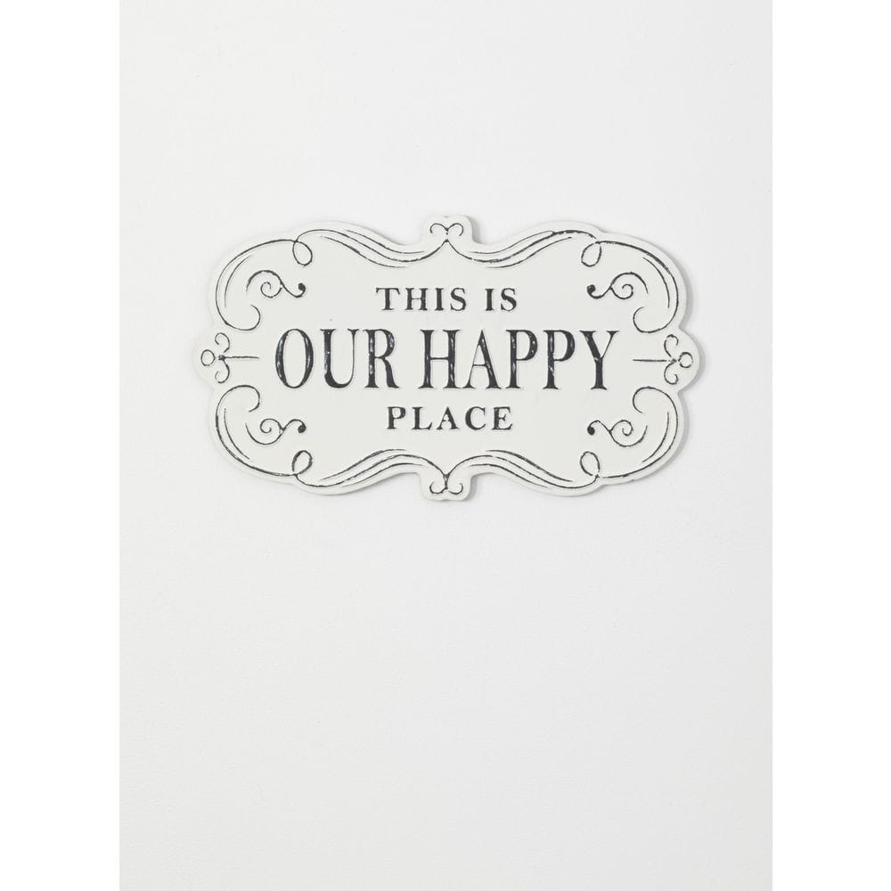 SULLIVANS 20" x 11.25" Our Happy Place Metal Decorative Sign Wall Decor ...