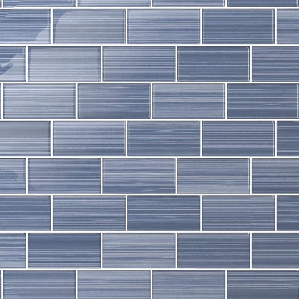 Bodesi Hand Painted Sample 3 in. x 6 in. Coastline 50 Glass tile (0.125 ...