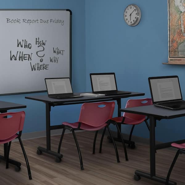 Regency Kobe 60 in x 24 in. Grey Flip-Top Training Nesting Table Desk ...