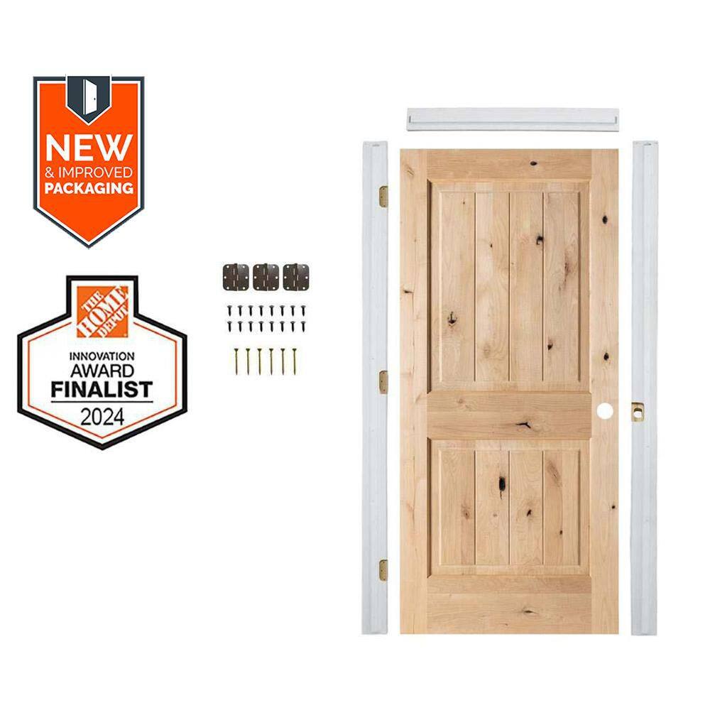 Krosswood Doors 36in.x80in. Knotty Alder Left-Hand Square Top VG ...