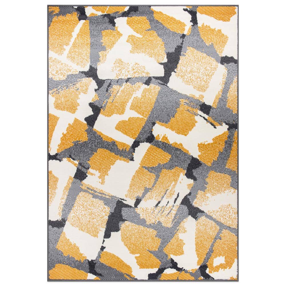 World Rug Gallery Contemporary Abstract Design Yellow 5 ft. x 7 ft ...