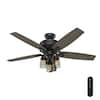 Hunter Bennett 52 in. LED Indoor Matte Black Ceiling Fan with 3-Light ...