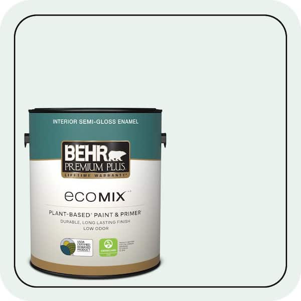 BEHR PREMIUM PLUS 1 gal. #W-B-520 Glacial Tint Semi-Gloss Enamel EcoMix ...