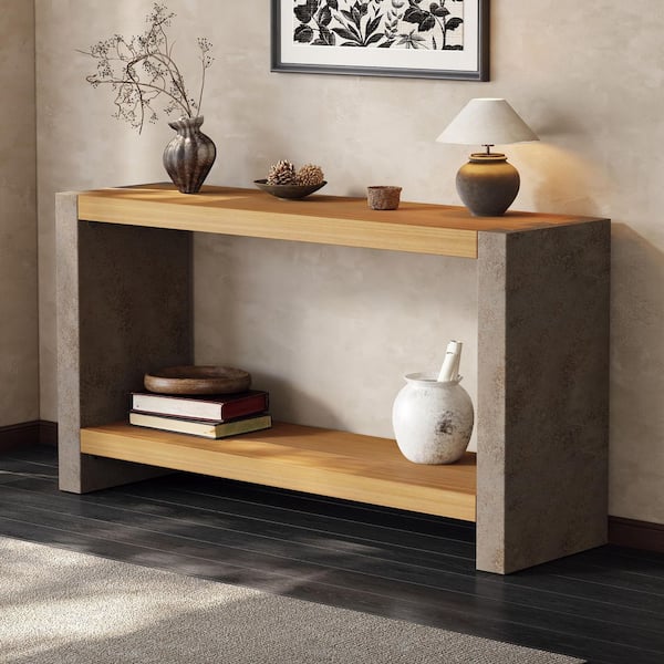 CHRISTOPHER KNIGHT HOME Jesse Vintage 59 in. Brown Rectangle MDF and Solid Wood Console Table ...