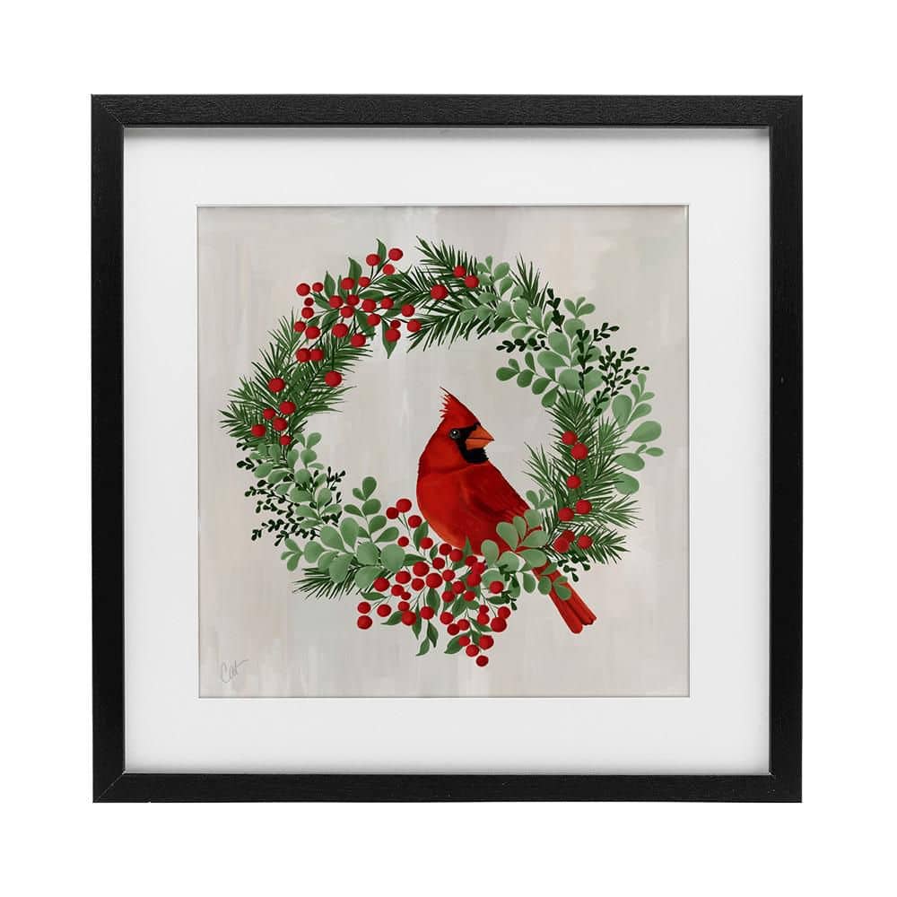 Stupell Industries Perched Cardinal Festive Wreath by Cat Thurman ...