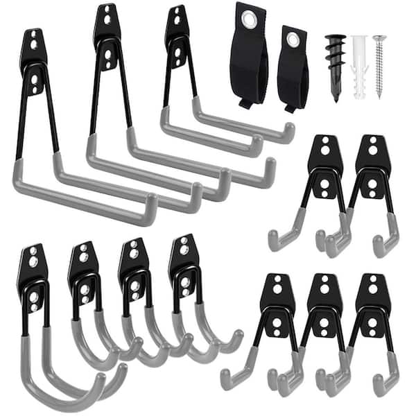 10.19 in. Steel Garage Storage Hooks Wall Rack with Anti-slip Coating ...