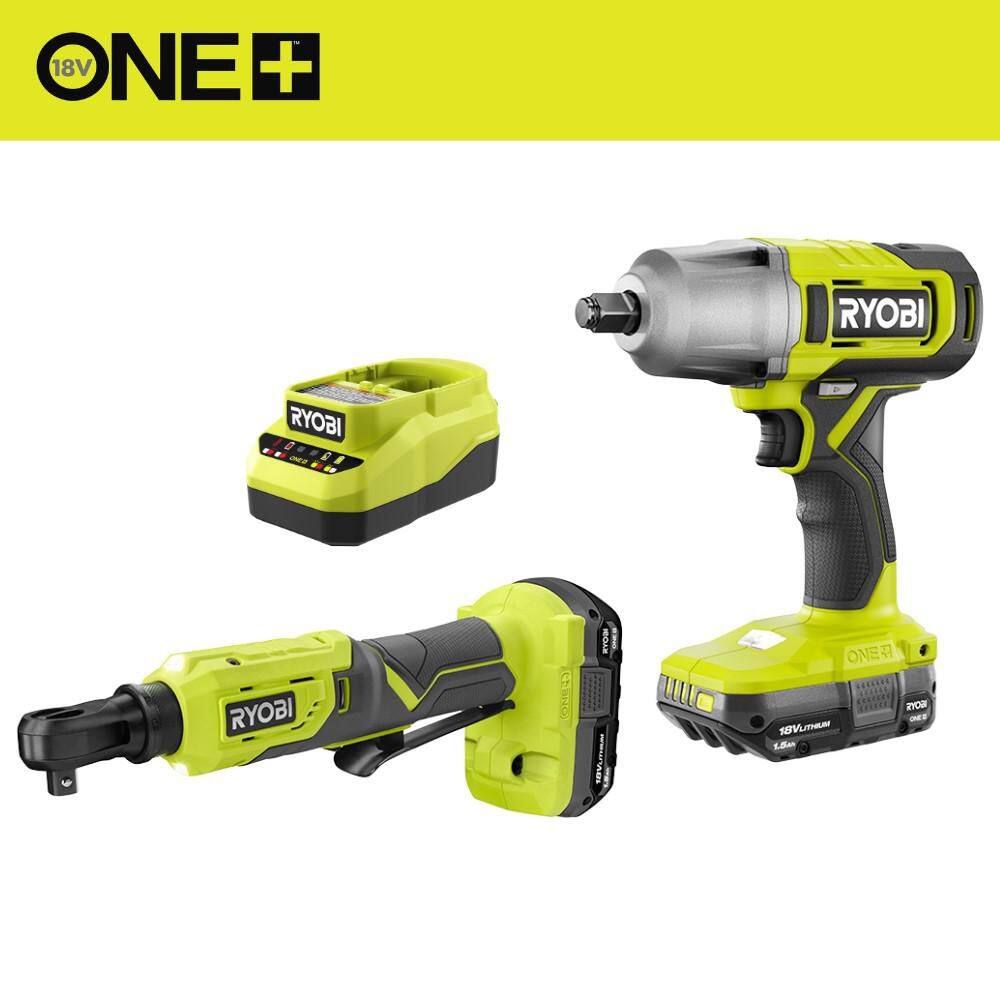 RYOBI ONE+ 18V Cordless 2-Tool Combo Kit includes (1) 1.5Ah Battery and ...