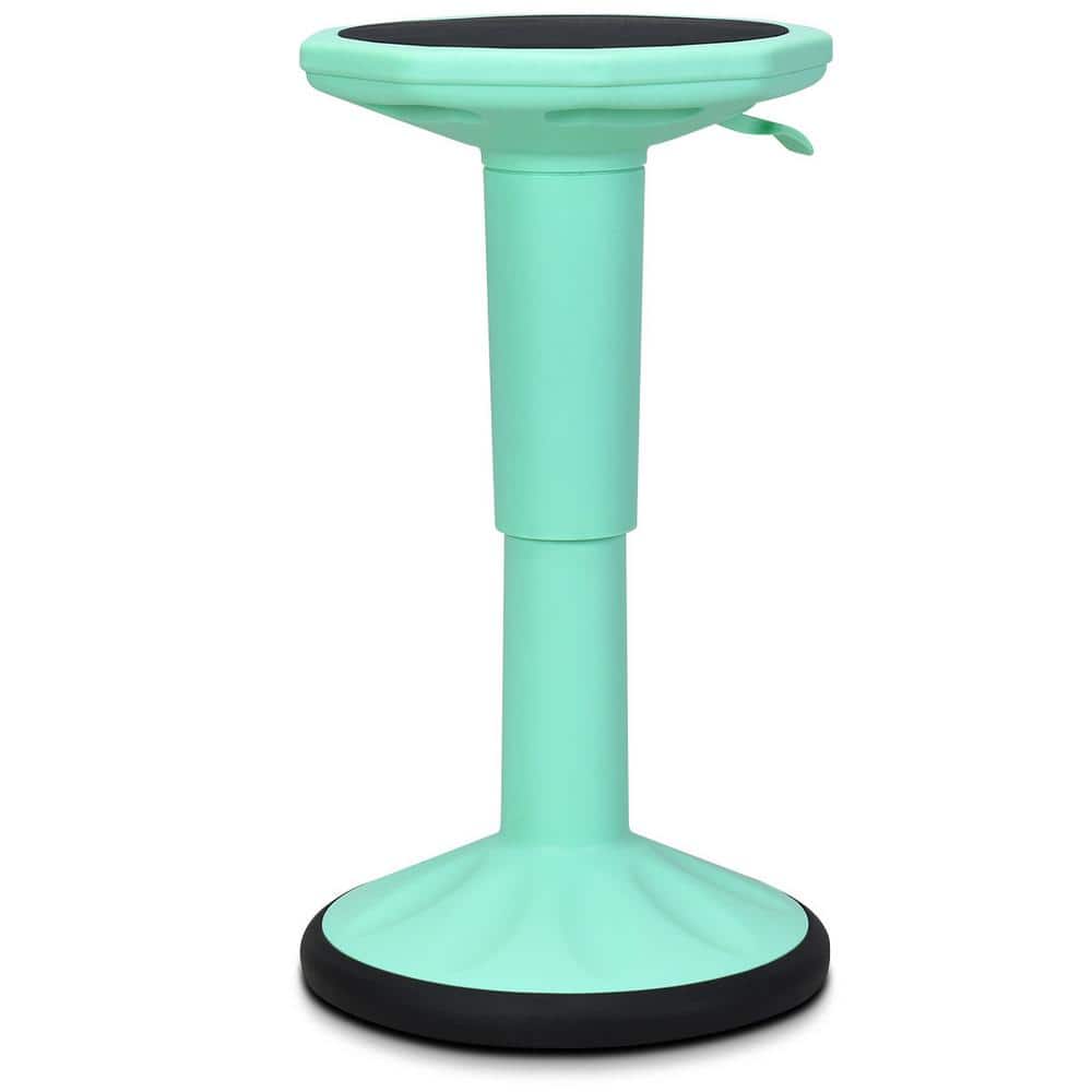 HONEY JOY 23 in. Green Backless Adjustable Height & Swivel Plastic ...