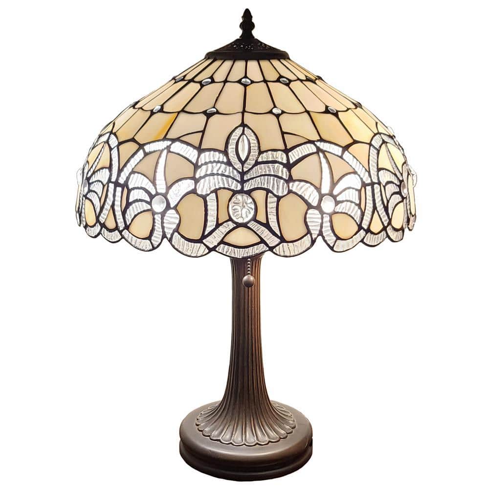 HomeRoots 23 in. White Integrated LED Standard Table Lamp with White ...