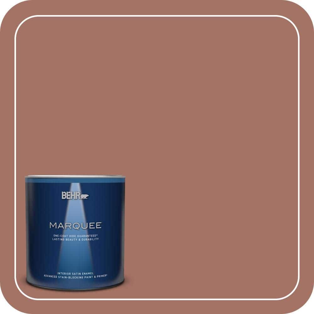 BEHR MARQUEE 1 qt. #200F-5 Toasted Nutmeg Satin Enamel Interior Paint ...