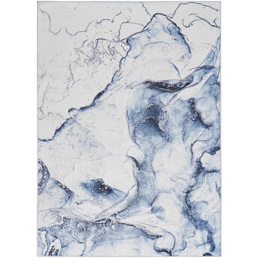 Inspire Me! Home Decor Daydream Ivory Blue 5 ft. x 7 ft. Contemporary ...