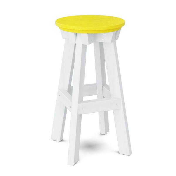 Wildridge Heritage Lemon Yellow and White HDPE Plastic Outdoor Bar ...