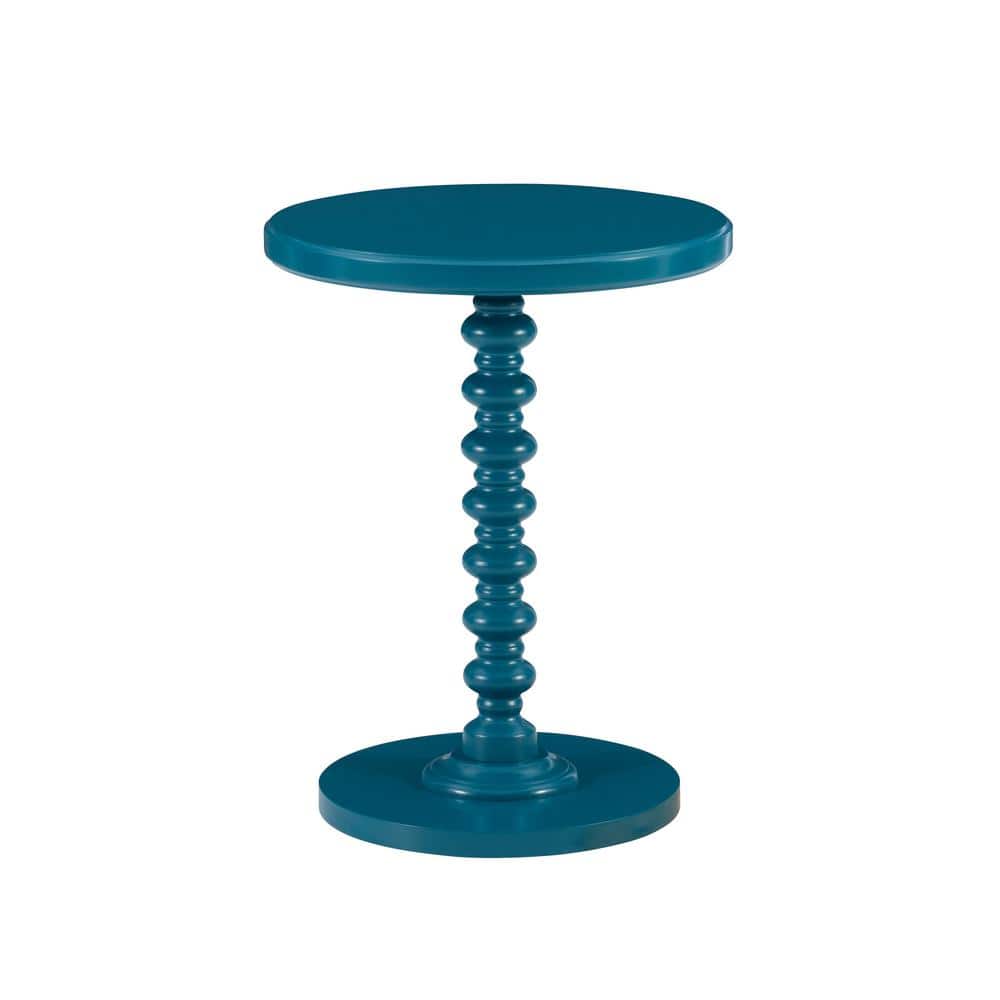 Linon Home Decor Spencer 17 in. Teal Blue Round Wood End Table HD222011 ...