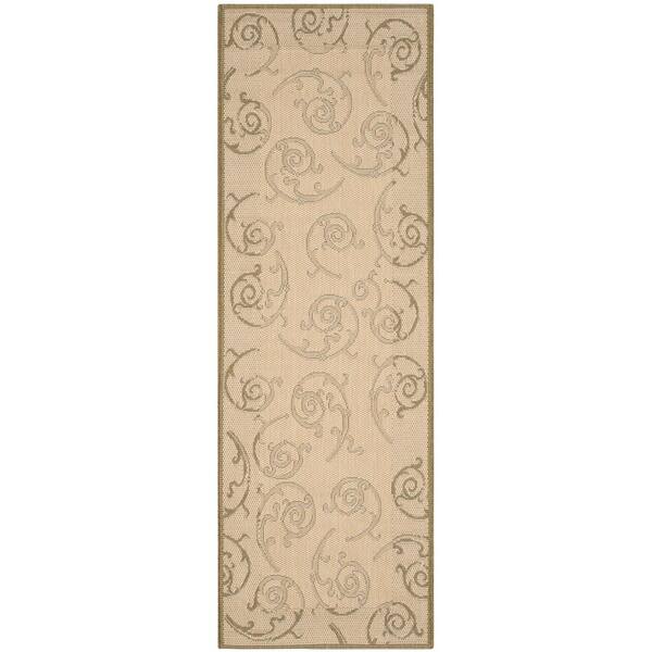 SAFAVIEH Courtyard Natural/Olive 2 ft. x 10 ft. Border Indoor/Outdoor ...