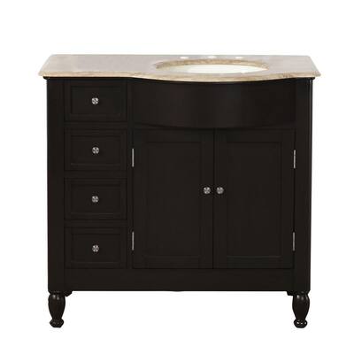 Silkroad Exclusive 72 in. W x 22 in. D Vanity in Dark Walnut with Stone ...
