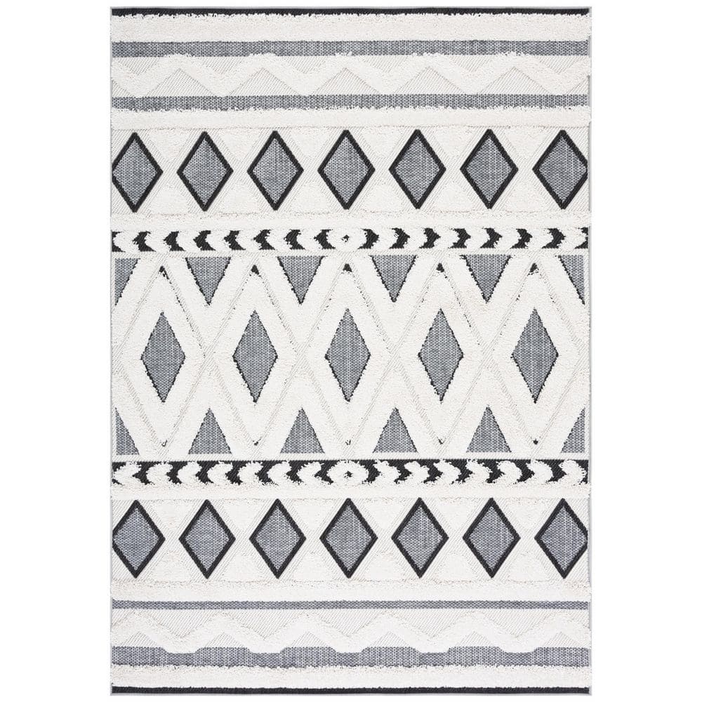 SAFAVIEH Cottage Ivory/Dark Gray 8 ft. x 10 ft. Geometric Diamonds ...