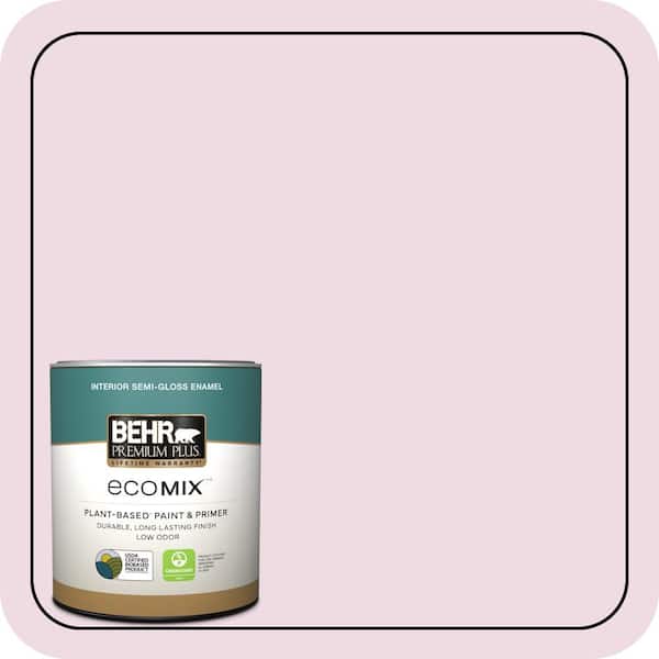 BEHR PREMIUM PLUS 1 qt. #M130-1 Pink Posies Semi-Gloss Enamel EcoMix ...
