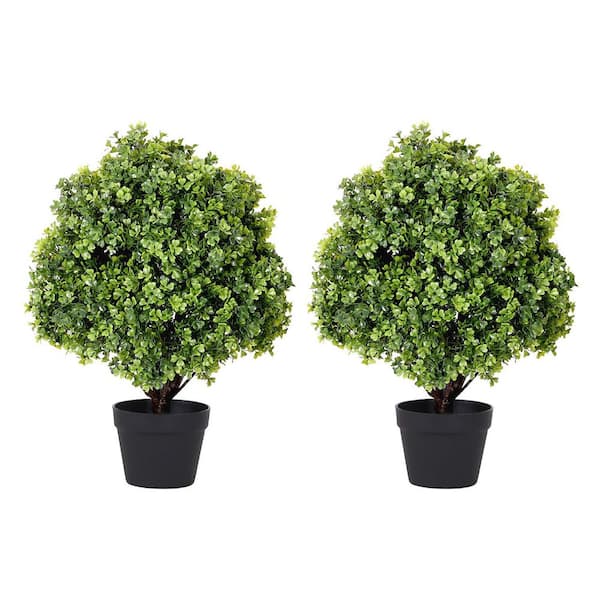 HOYMN 2 ft. Artificial UV-Resistant, Realistic, Boxwood Topiary Ball ...