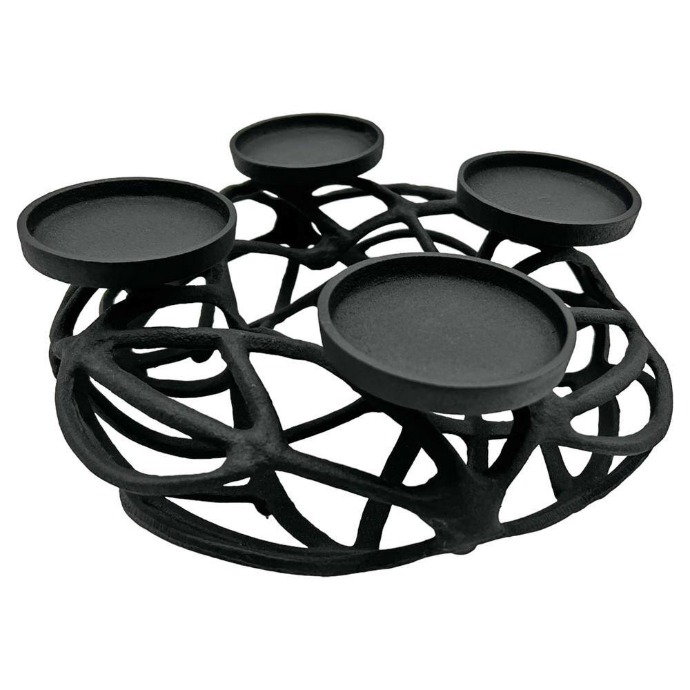 castellousa Black 12 in. x 12 in. Aluminum Four Leg Tea Light Metal Candle Holder CB-AP141-LH-11 ...