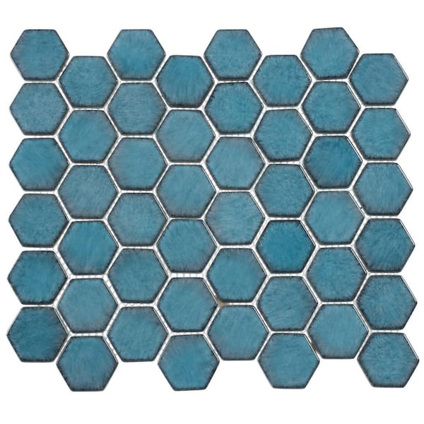 ANDOVA Honoro Hexite Deusen Blue Glossy 4.5 in. x 8.25 in. Hexagon ...