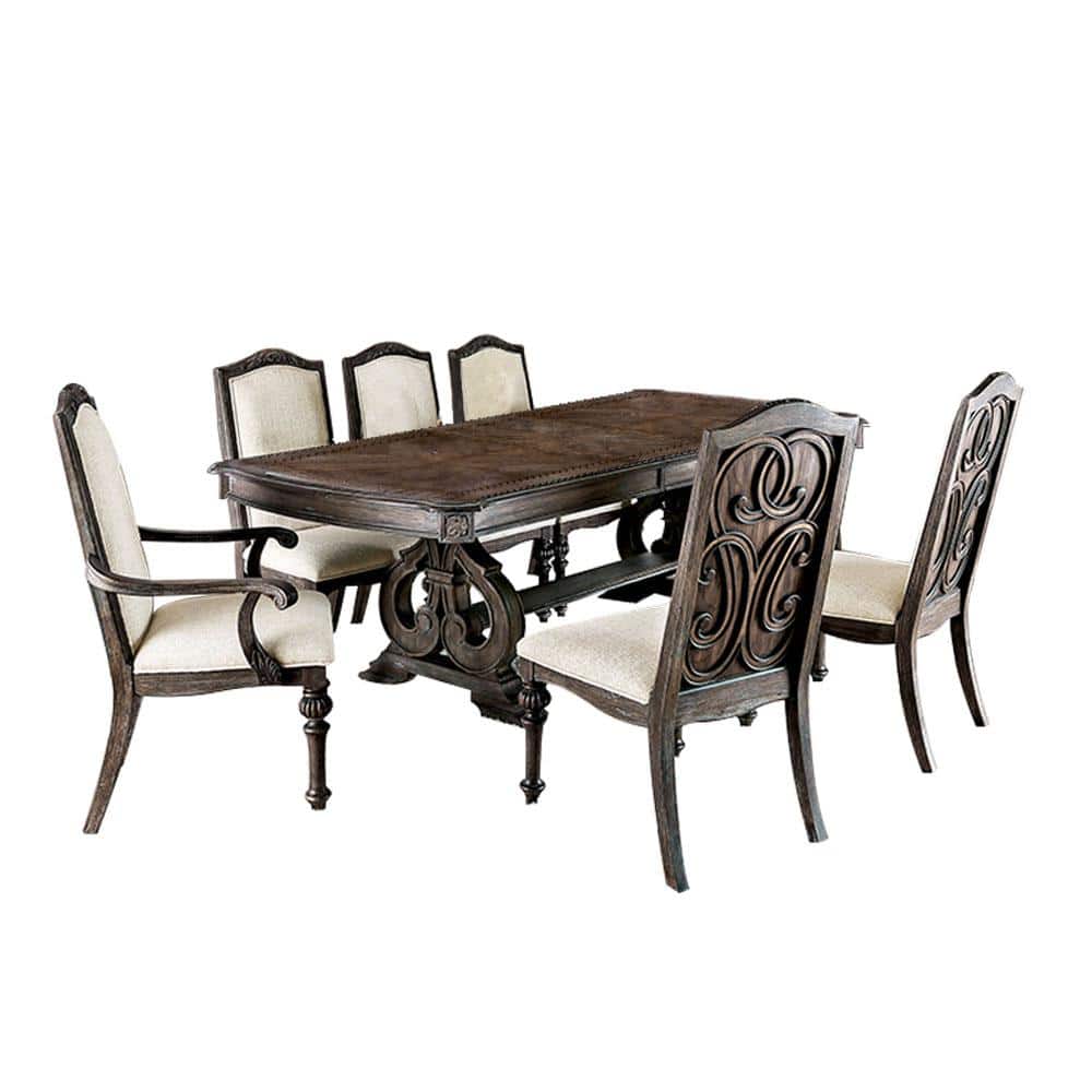 William's Home Furnishing ArcadIa 7-Piece Dining Table Set in Rustic ...