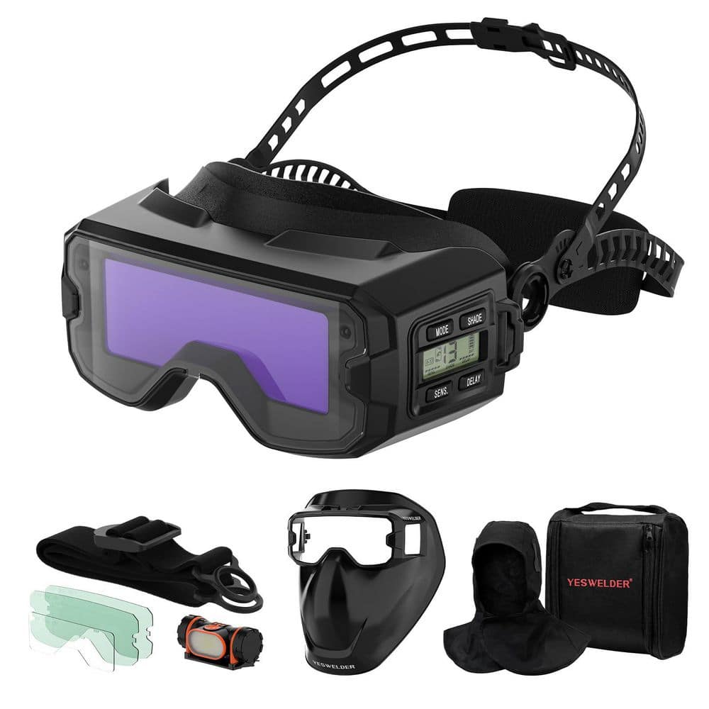 MYWISH Auto Darkening Welding Goggles Kit with Mask, LED Lighting, True ...