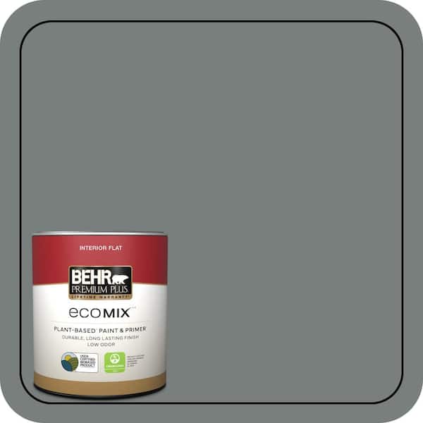 BEHR PREMIUM PLUS 1 qt. #PPU25-18 Shutter Gray Flat EcoMix Plant-Based ...