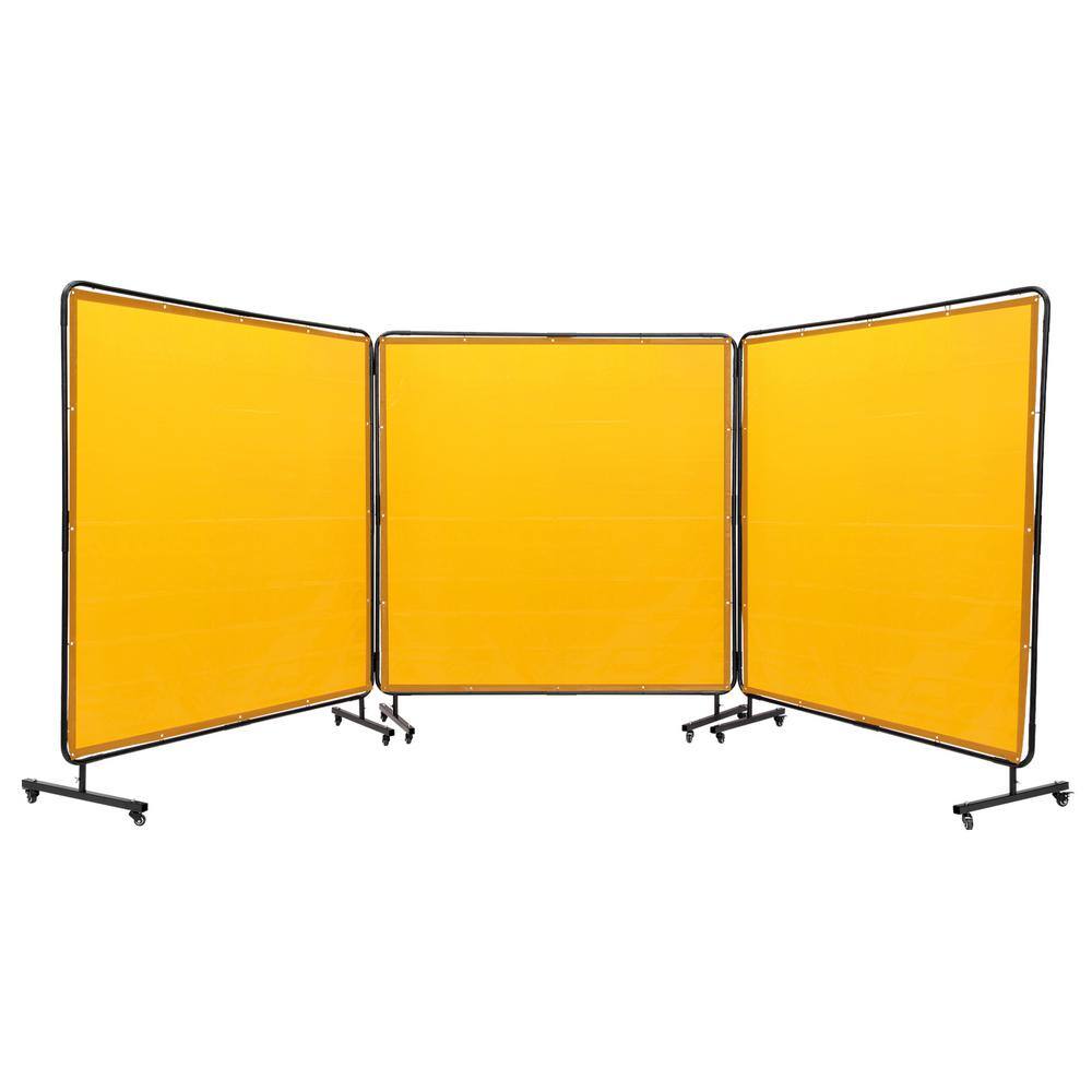 VEVOR Welding Screen with Frame, 6ft. x 6ft. 3 Panel Welding Curtain ...