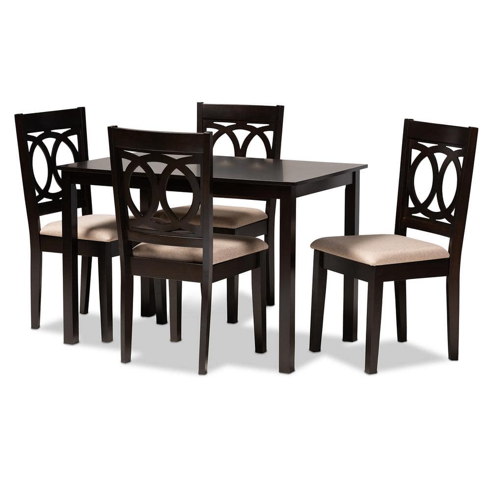 Baxton Studio Lenoir 5-Piece Sand Brown and Espresso Dining Set 153 ...