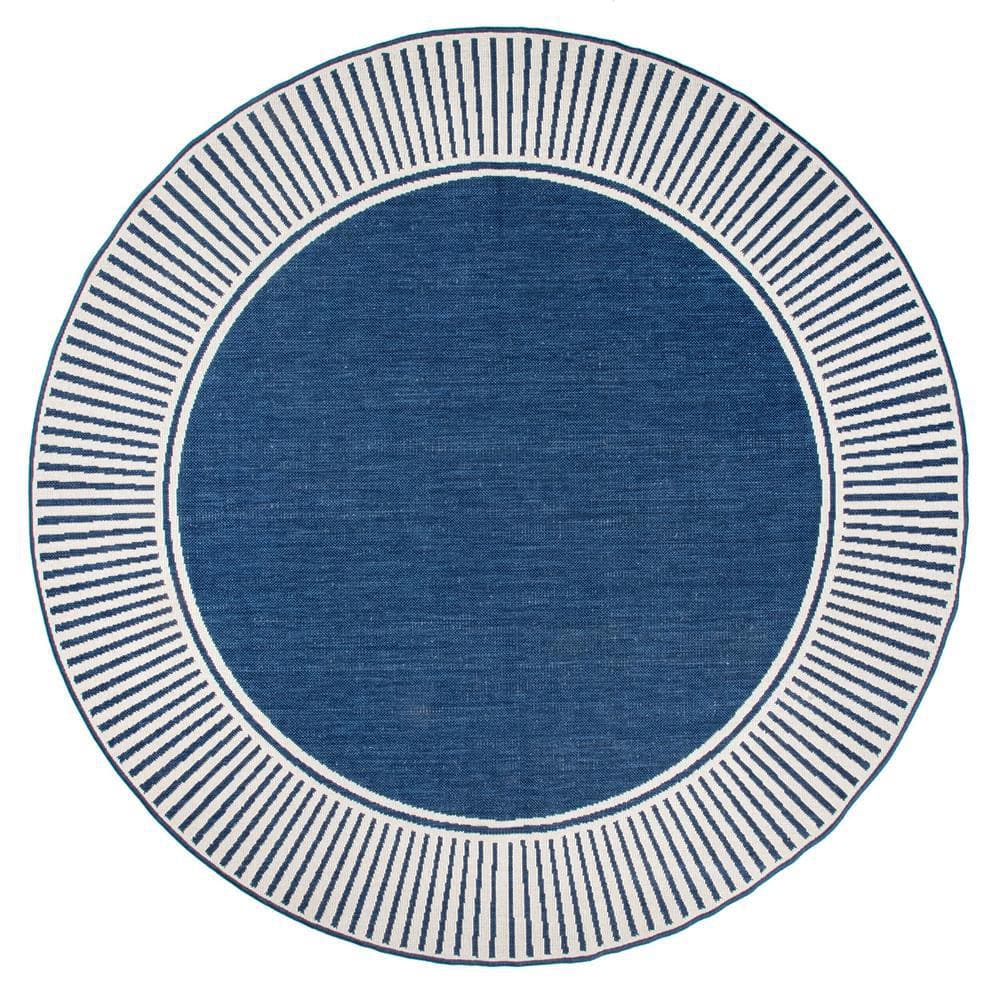 nuLOOM Asha Simple Border Navy 6 ft. 7 in. x 6 ft. 7 in. Round Indoor ...
